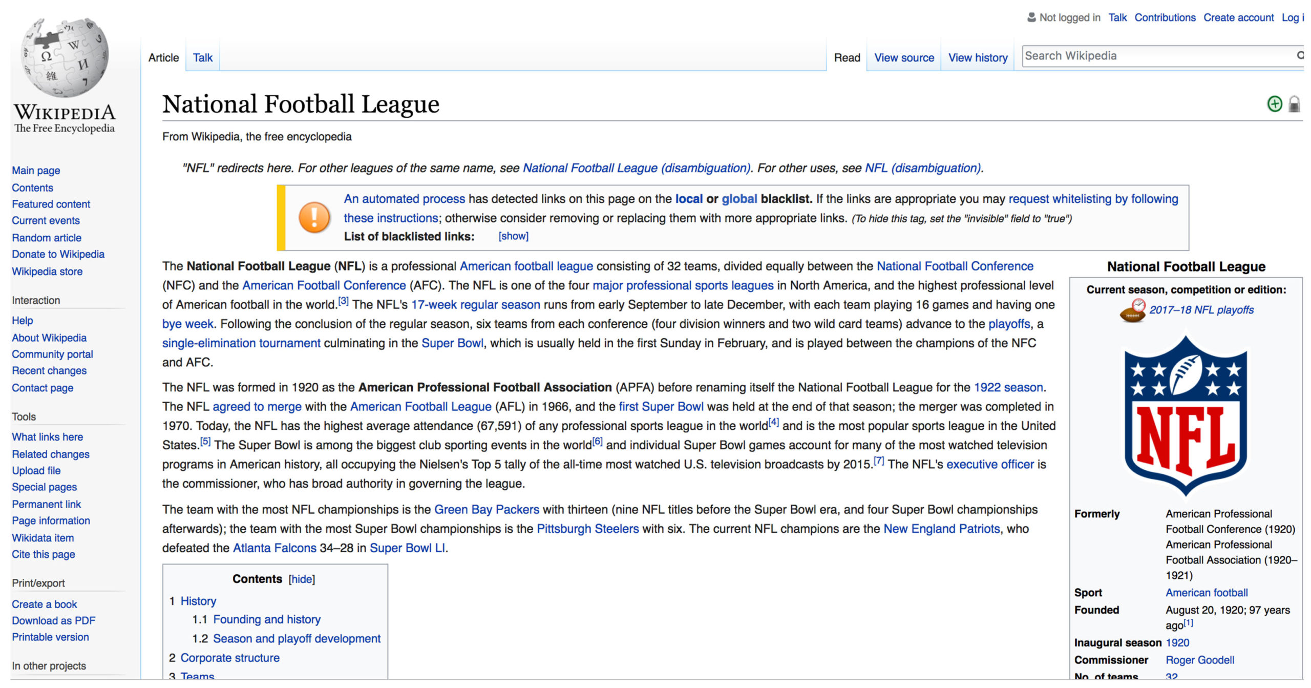Someone Edited The NFL's Wikipedia Page & Put A Giant D*ck As The ...