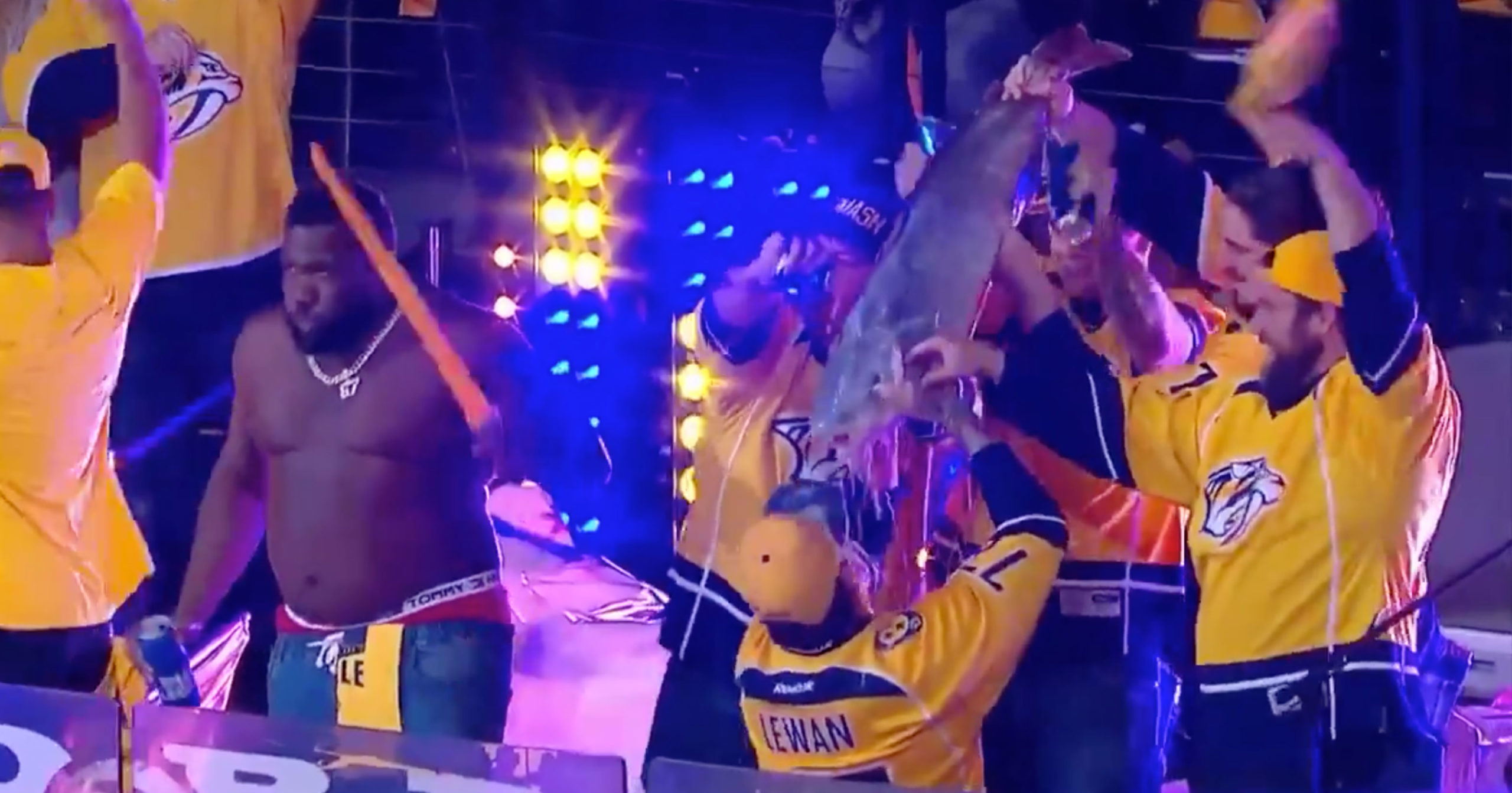 Tennessee Titans Offensive Line Beer Bongs Beer Out Of A Catfish At ...