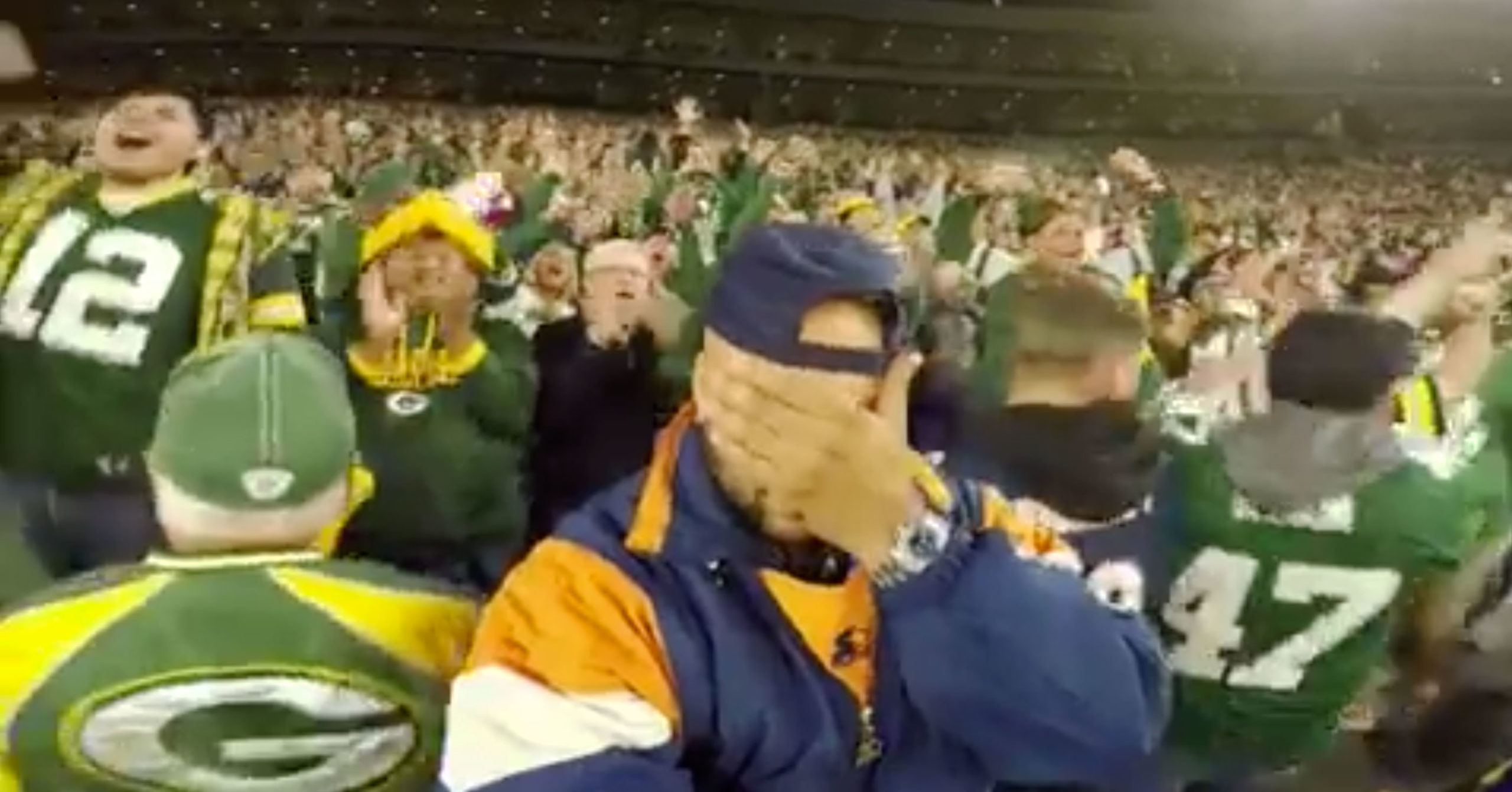 Miserable Bears Fan Films Himself In Sea Of Green Bay Fans As Packers ...