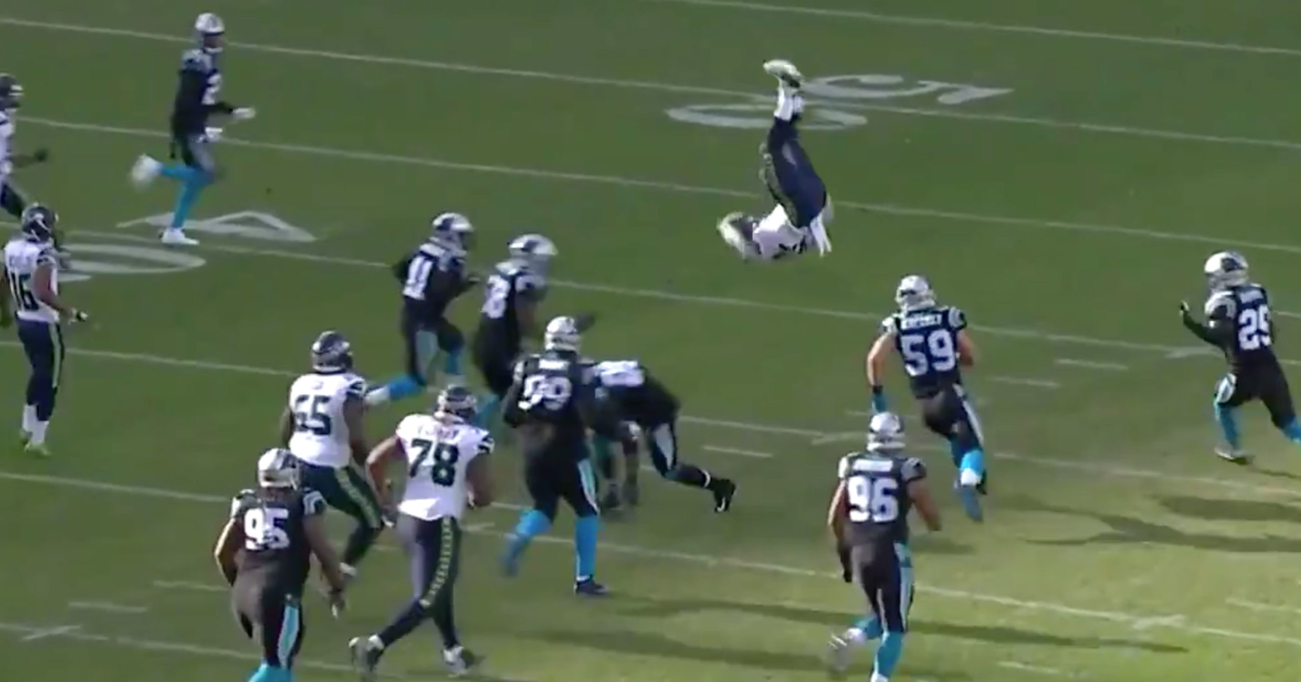 Seahawks RB Chris Carson Gets Flipped In Mid-Air During Play, Sticks ...