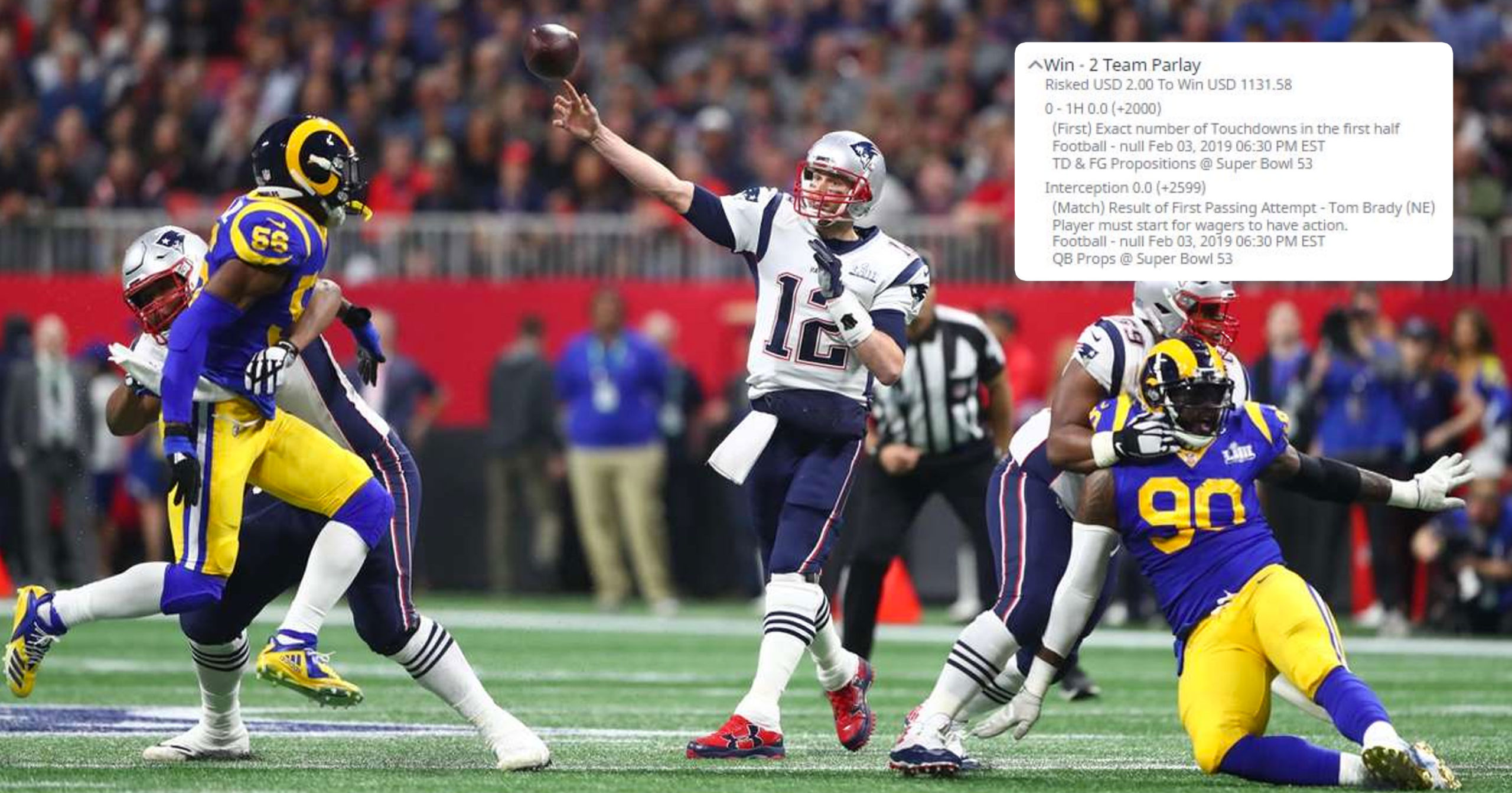 Man Wins 560x His Money After Correctly Betting Brady Would Throw INT ...