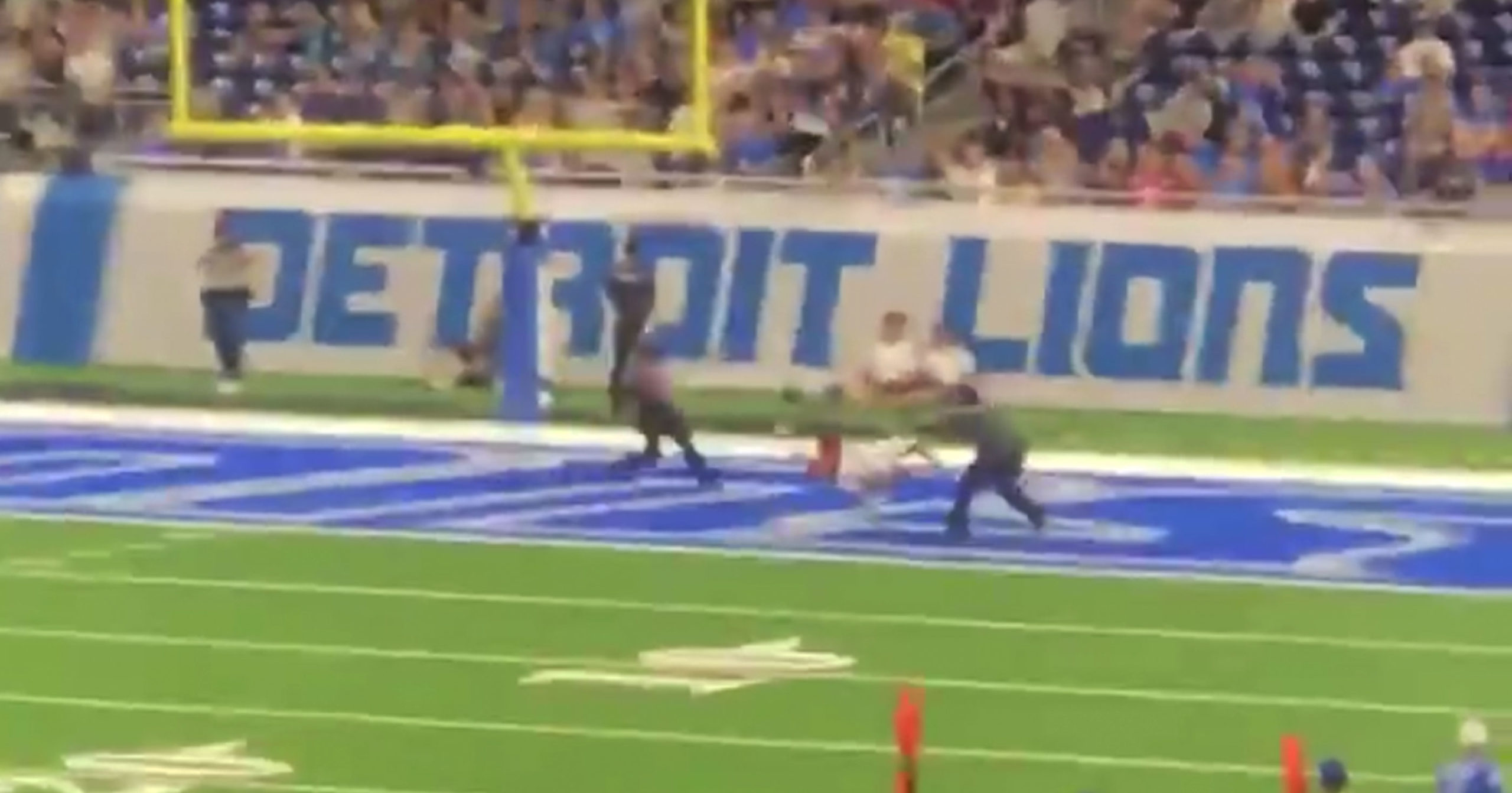 Fan Running Onto Field Is The Only Person Wearing A Lions Jersey To ...