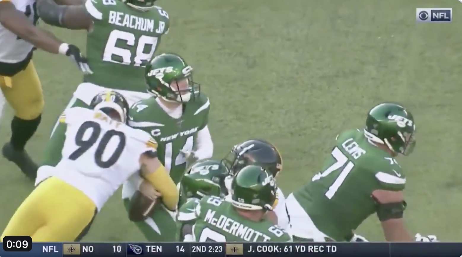 T.J. Watt Forces Sam Darnold Fumble By Punching Him Directly In The ...