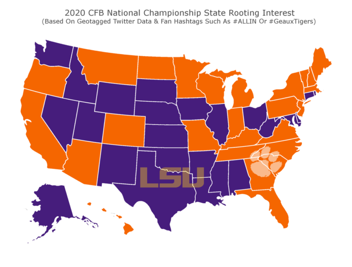 Map Shows USA Split On Who To Root For In 2020 National Championship ...