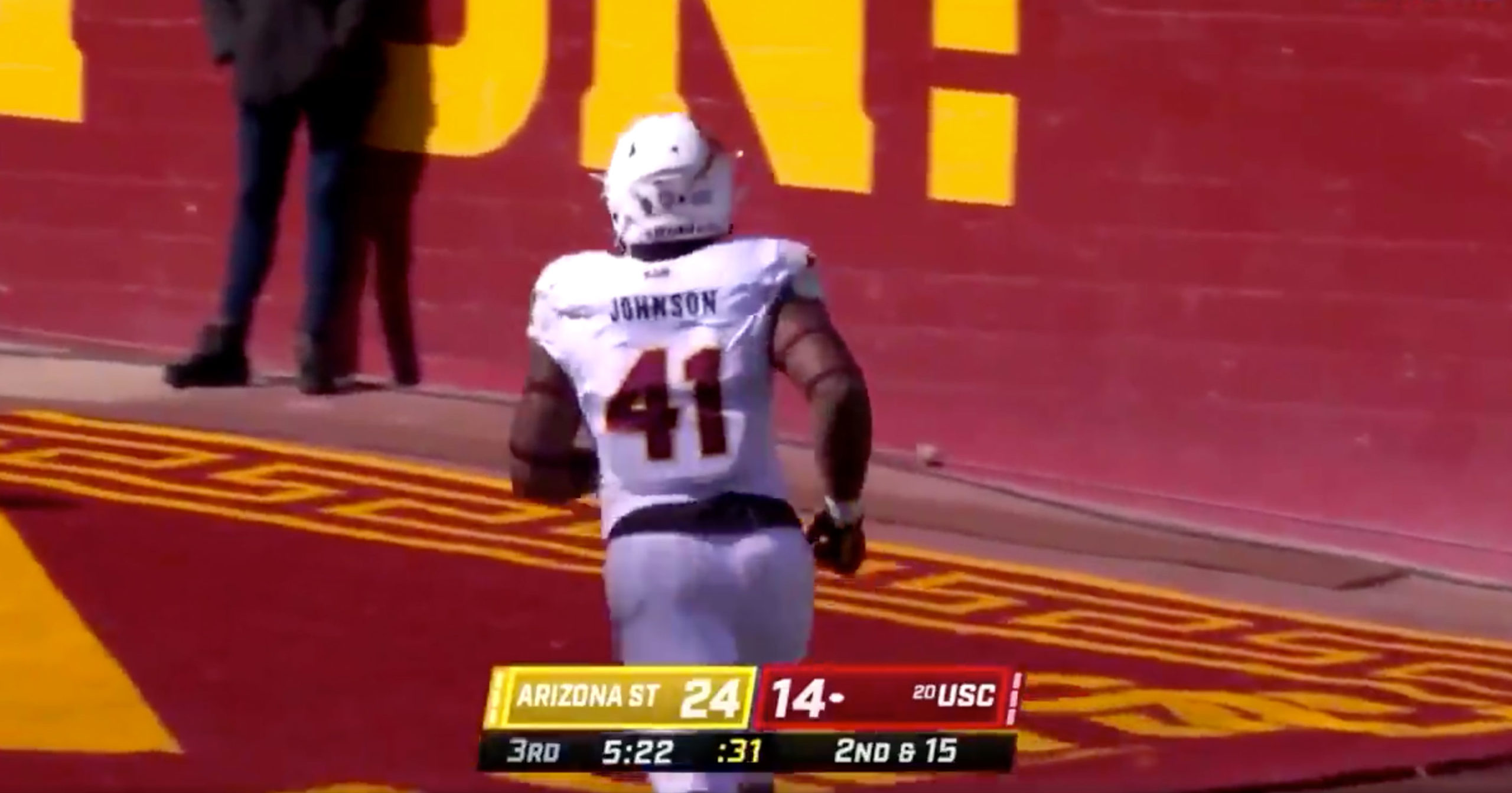 ASU's Tyler Johnson Sacks QB, Immediately Runs Off Field To Locker Room ...