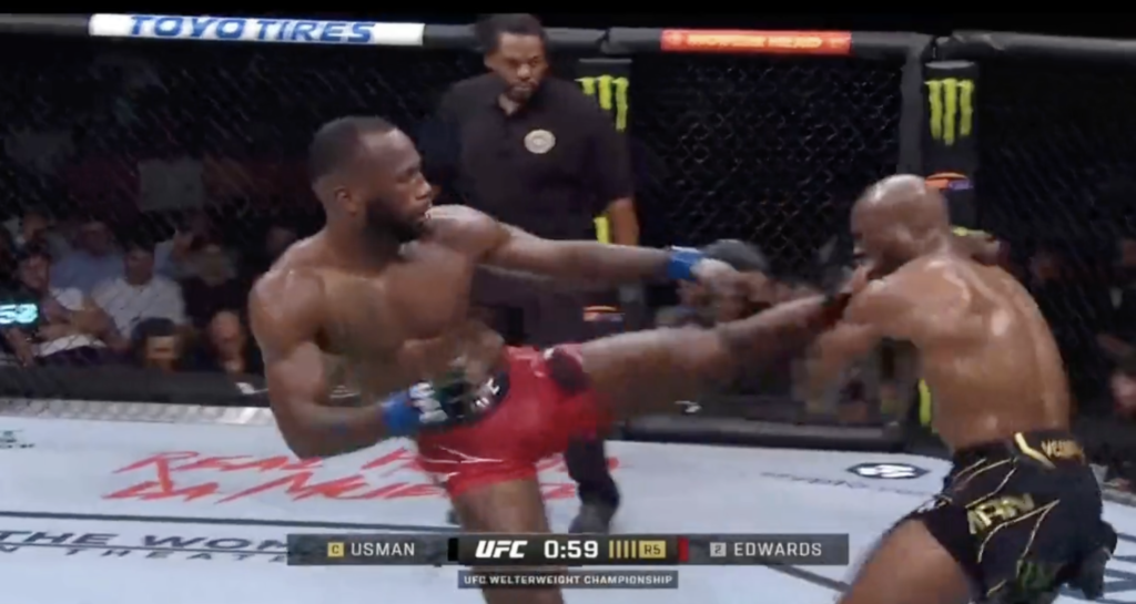 Leon Edwards Knocks Kamaru Usman Out With Leg Kick In Final Minute Of ...