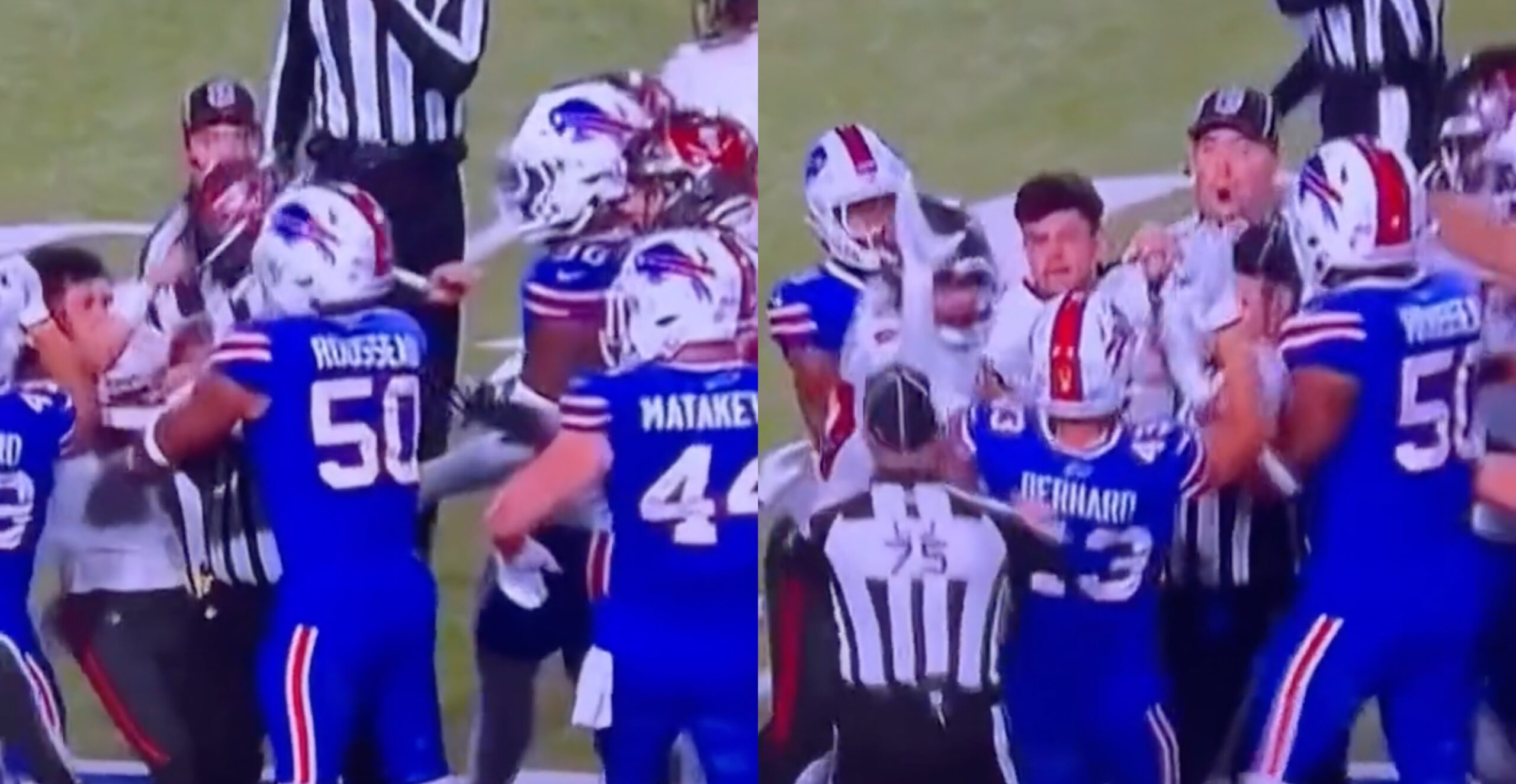 Bucs Punter Jake Camarda Takes Helmet Off And Swings It At Bills Player ...