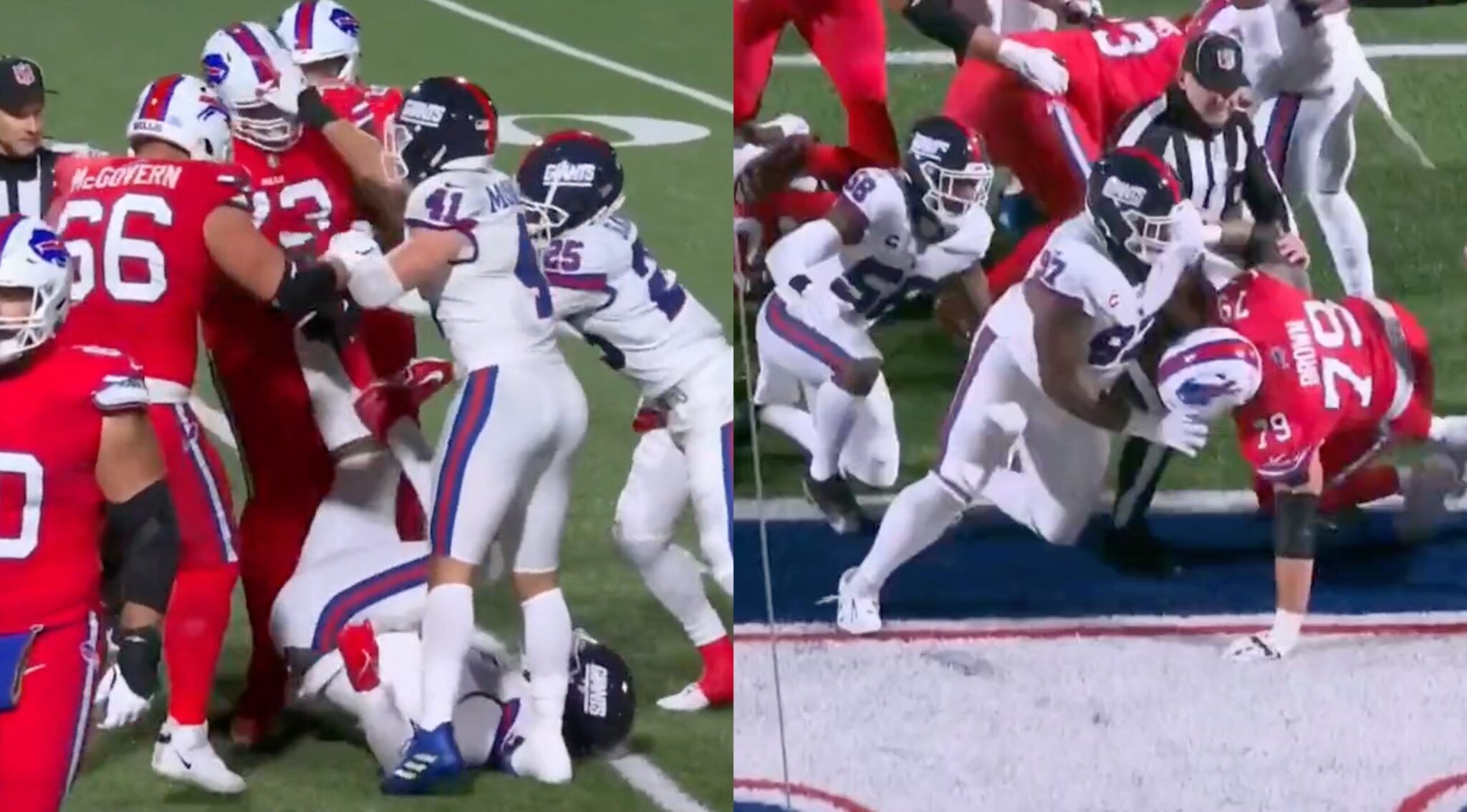 A Wild Fight Broke Out Between The Giants And Bills During SNF Game ...