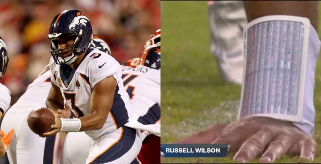 Zoomed In Photo Shows How Much Stuff Is Written On Russell Wilson's ...
