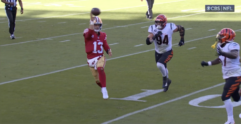 Brock Purdy Throws One Of The Worst Interceptions You'll See vs Bengals ...