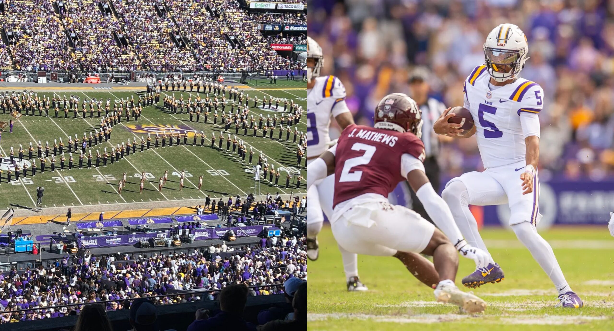 LSU Marching Band Strikes Heisman Pose For Jayden Daniels During ...