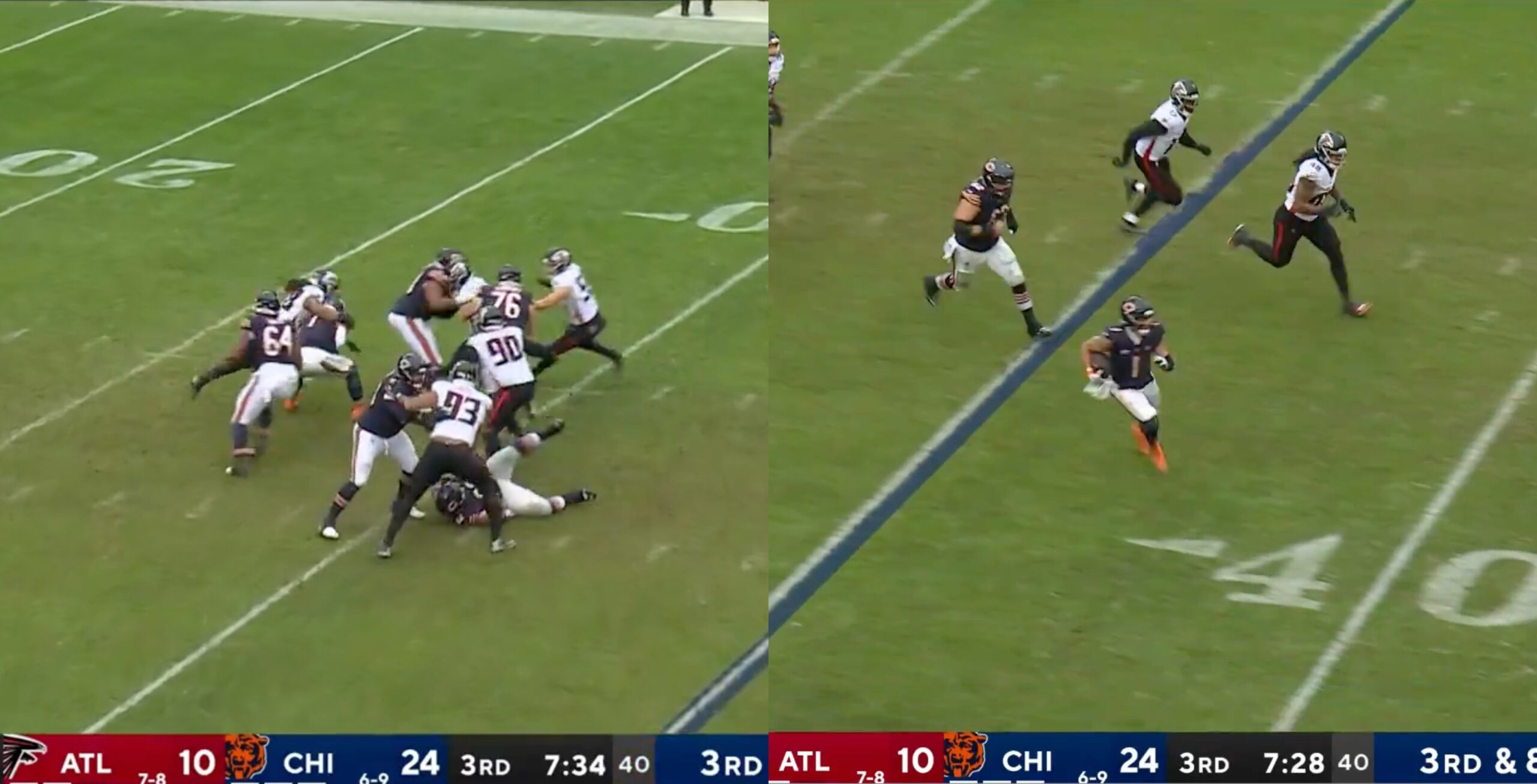 Justin Fields Somehow Broke Out Of Two Sacks And Ran For A First Down ...