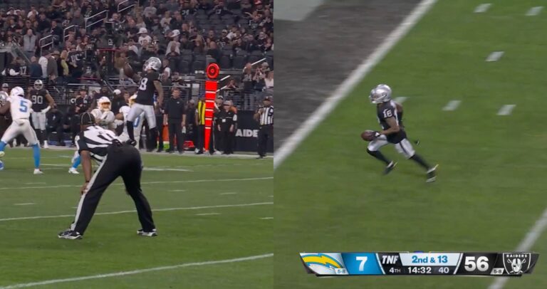 Raiders CB Jack Jones Perfectly Reads Play And Makes An Amazing Pick-6 ...