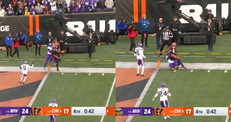 Tee Higgins Makes A Ridiculous Catch And Stretches Ball Over Goal Line ...