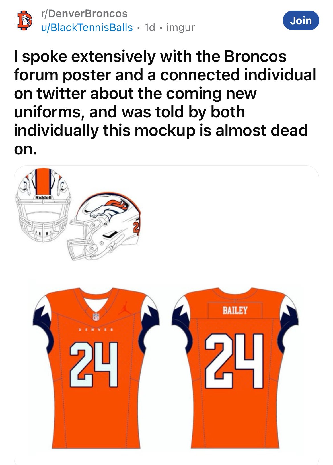 Denver Broncos New Uniform + Helment Designs Appear To Leak Online