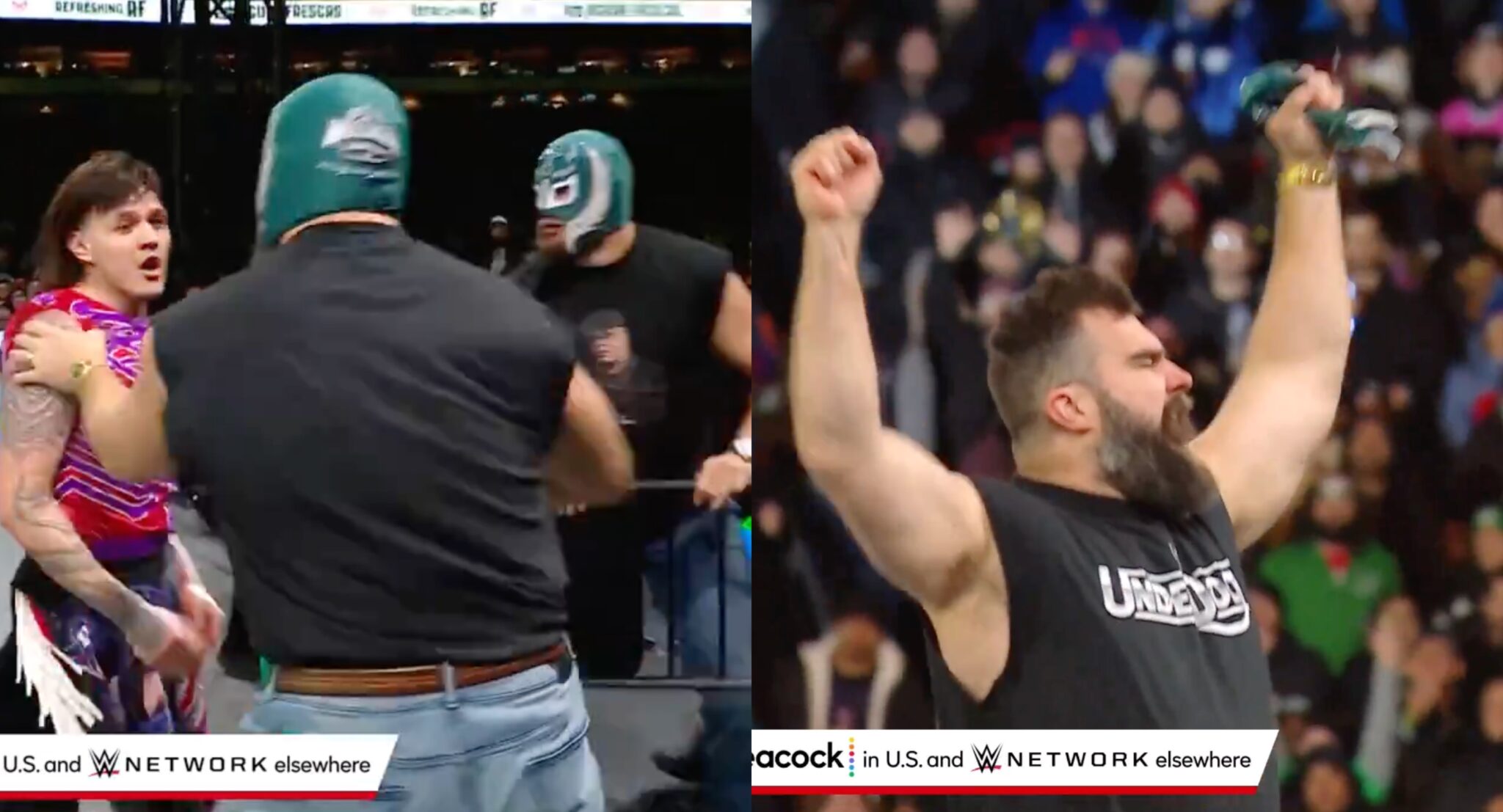 Jason Kelce And Lane Johnson Show Up To Wrestlemania 40 With Luchador Masks On - Daily Snark