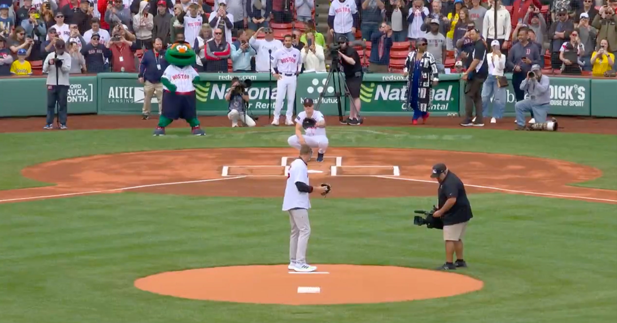 Rob Gronkowski 'Gronk Spikes' First Pitch At Red Sox Game Into Ground