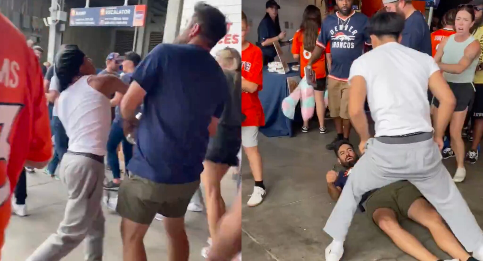 Broncos Fan Knocked Down After Taking Two Punches To The Face In Fight ...