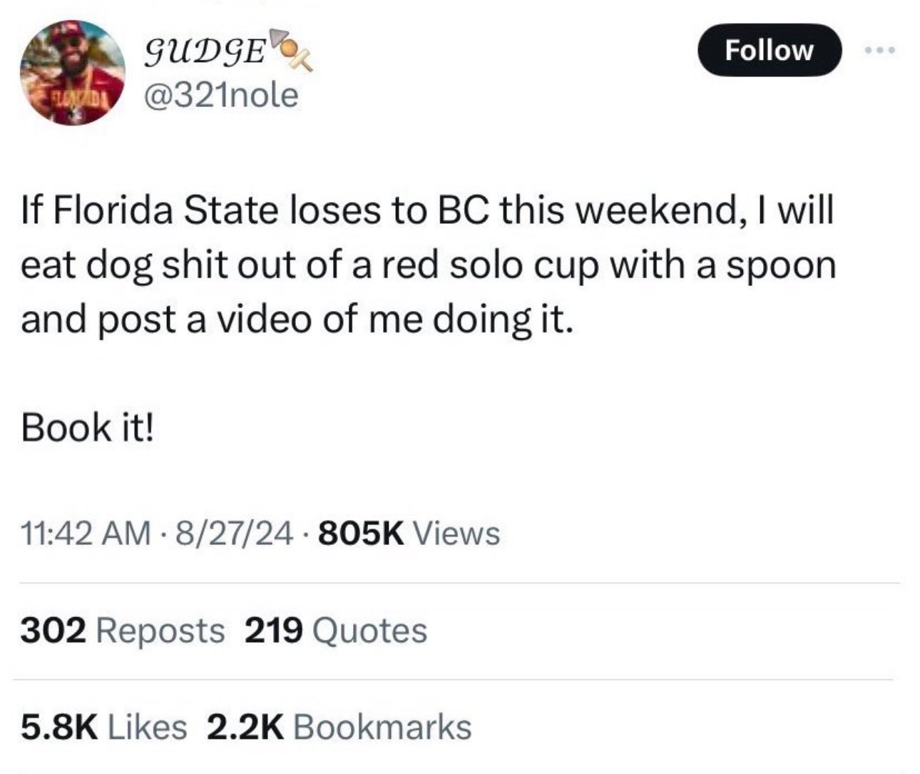 Fan Deletes Twitter Account After Promising To Eat Dog Poop If Florida ...