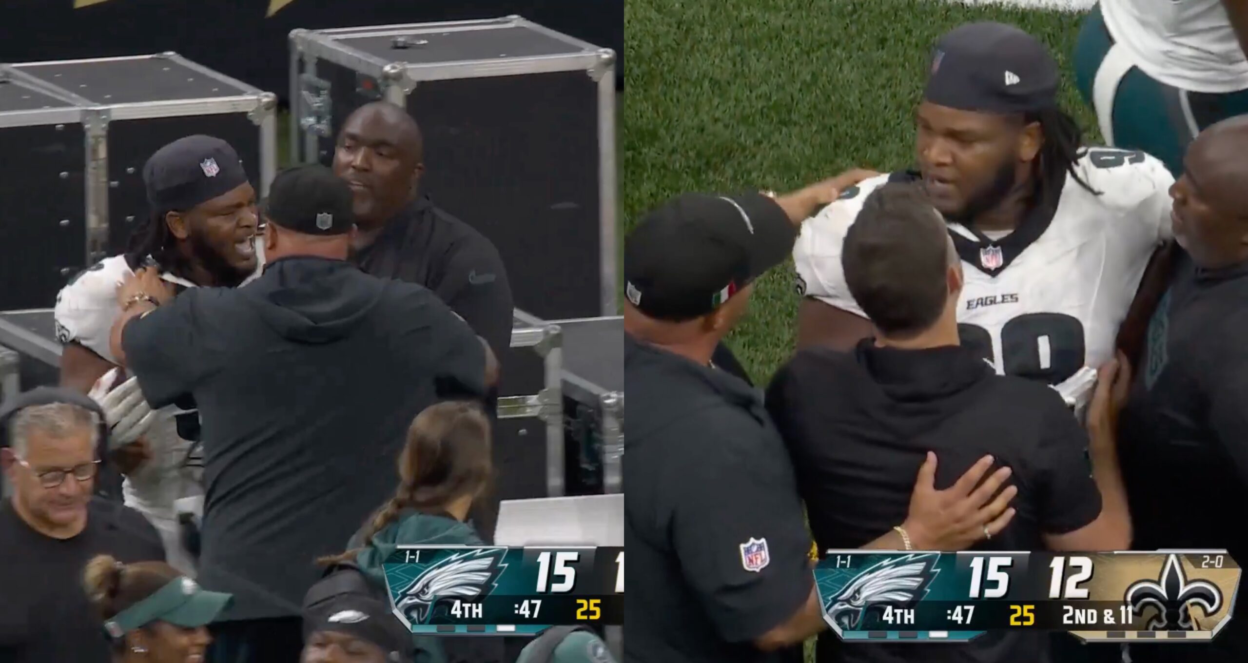 Jalen Carter Had To Be Restrained By Coaches And Big Dom After Sideline Incident With Saints ...