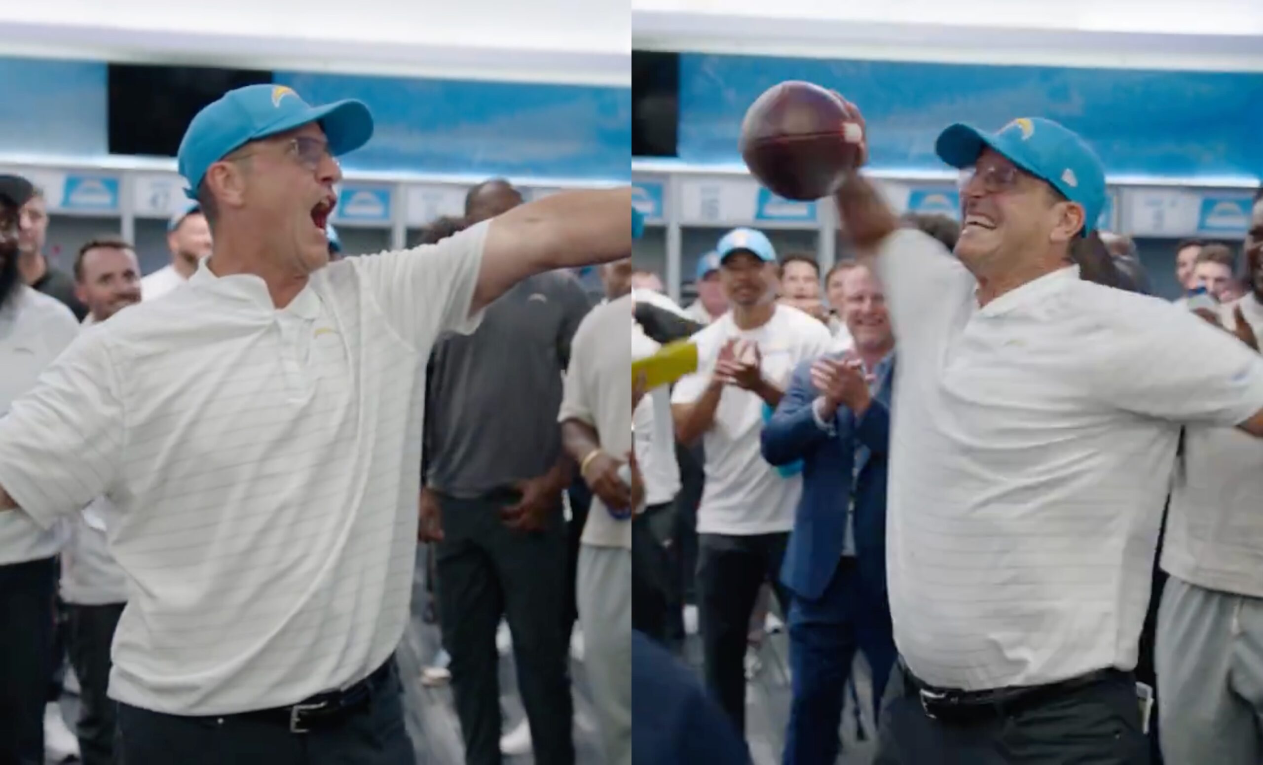 Jim Harbaugh Was Fired Up After Receiving Game Ball, Gave Awesome Speech After Win vs Raiders ...