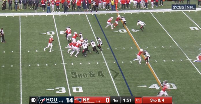 Drake Maye Throws An Interception On His Third Pass Attempt vs Texans ...