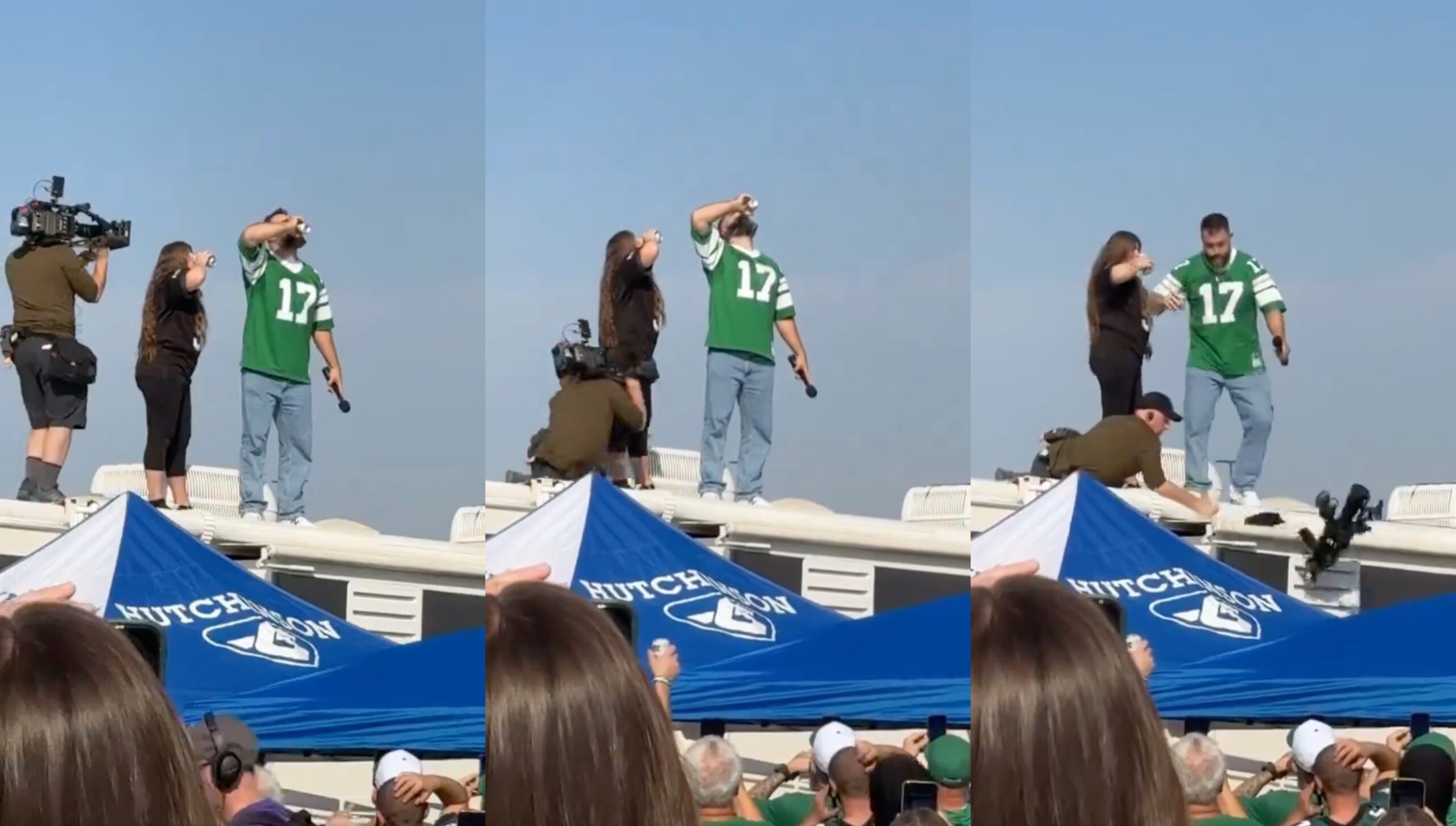 Cameraman Falls Through Roof Of RV Trying To Record Jason Kelce ...