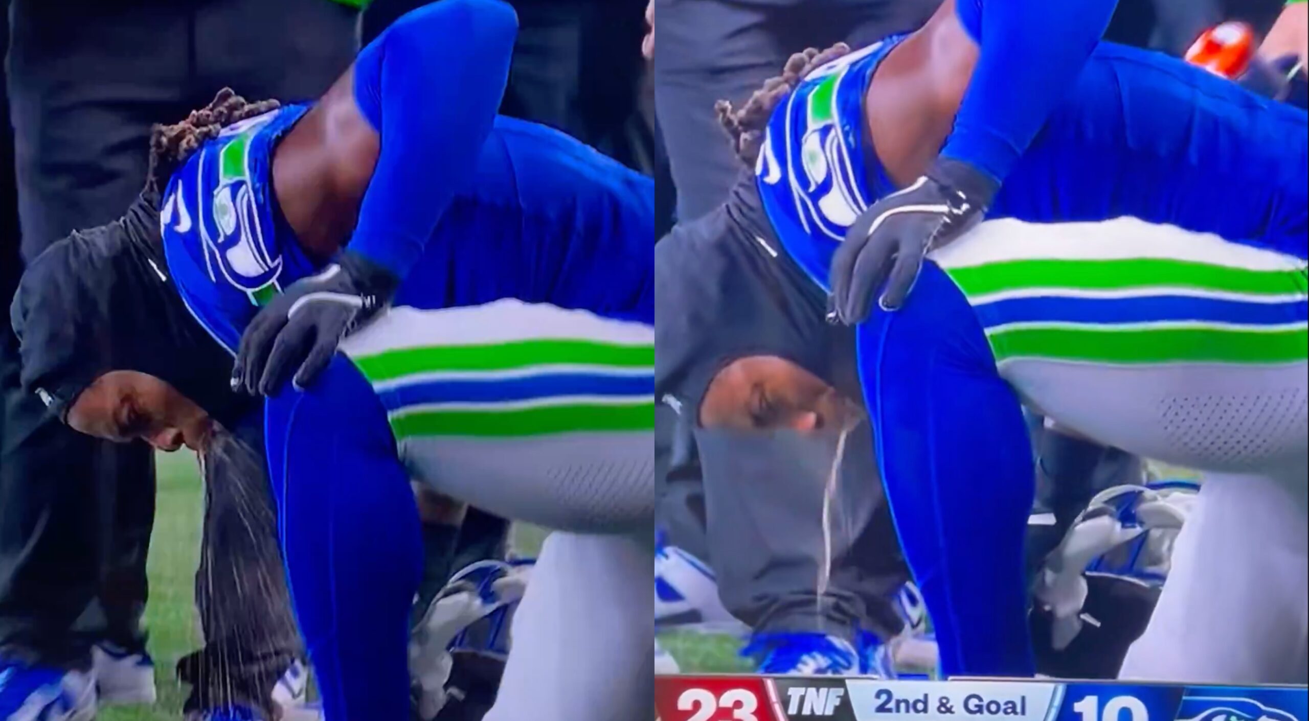 Amazon Prime Cuts To Seahawks Player Puking On Sideline During TNF Game ...