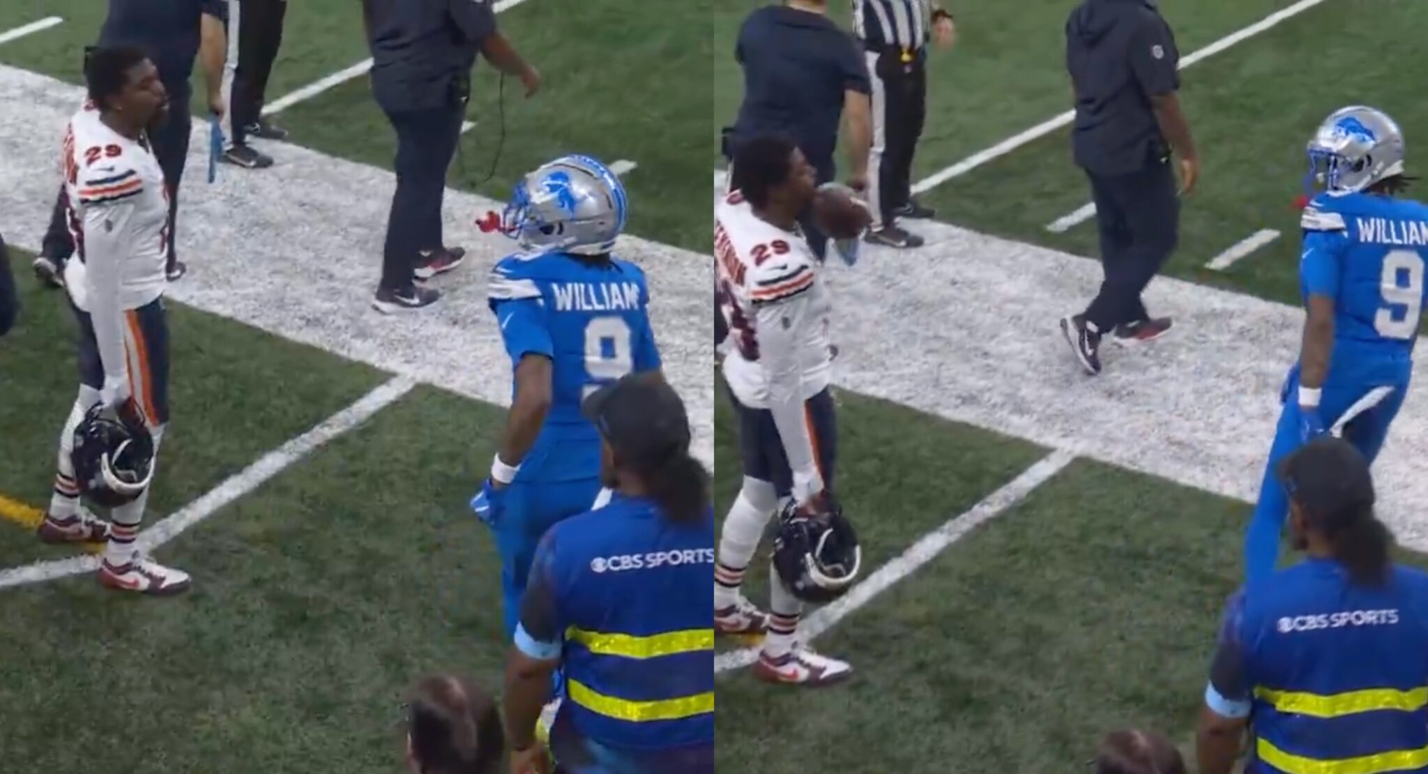 Lions WR Jameson Williams Flagged After Throwing The Ball At Bears CB ...