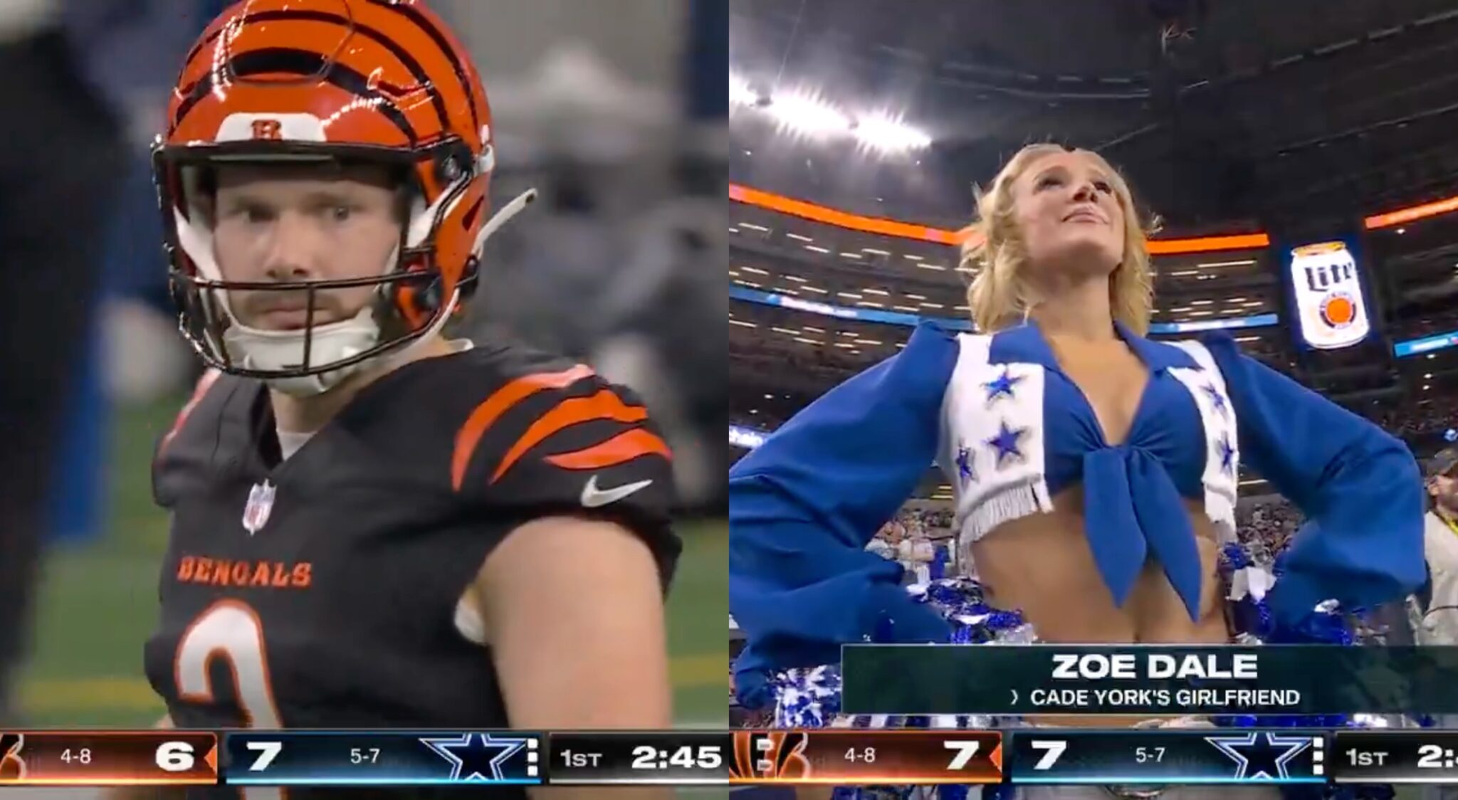 Cowboys Cheerleader Who's Dating Bengals K Cade York Had Hilarious ...