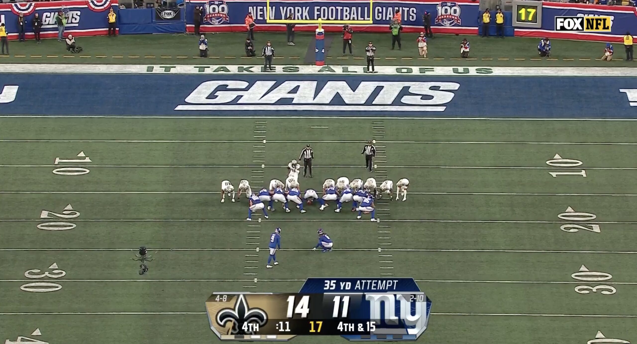 Giants Fans Cheered Field Goal Getting Blocked & Loss vs Saints As They ...