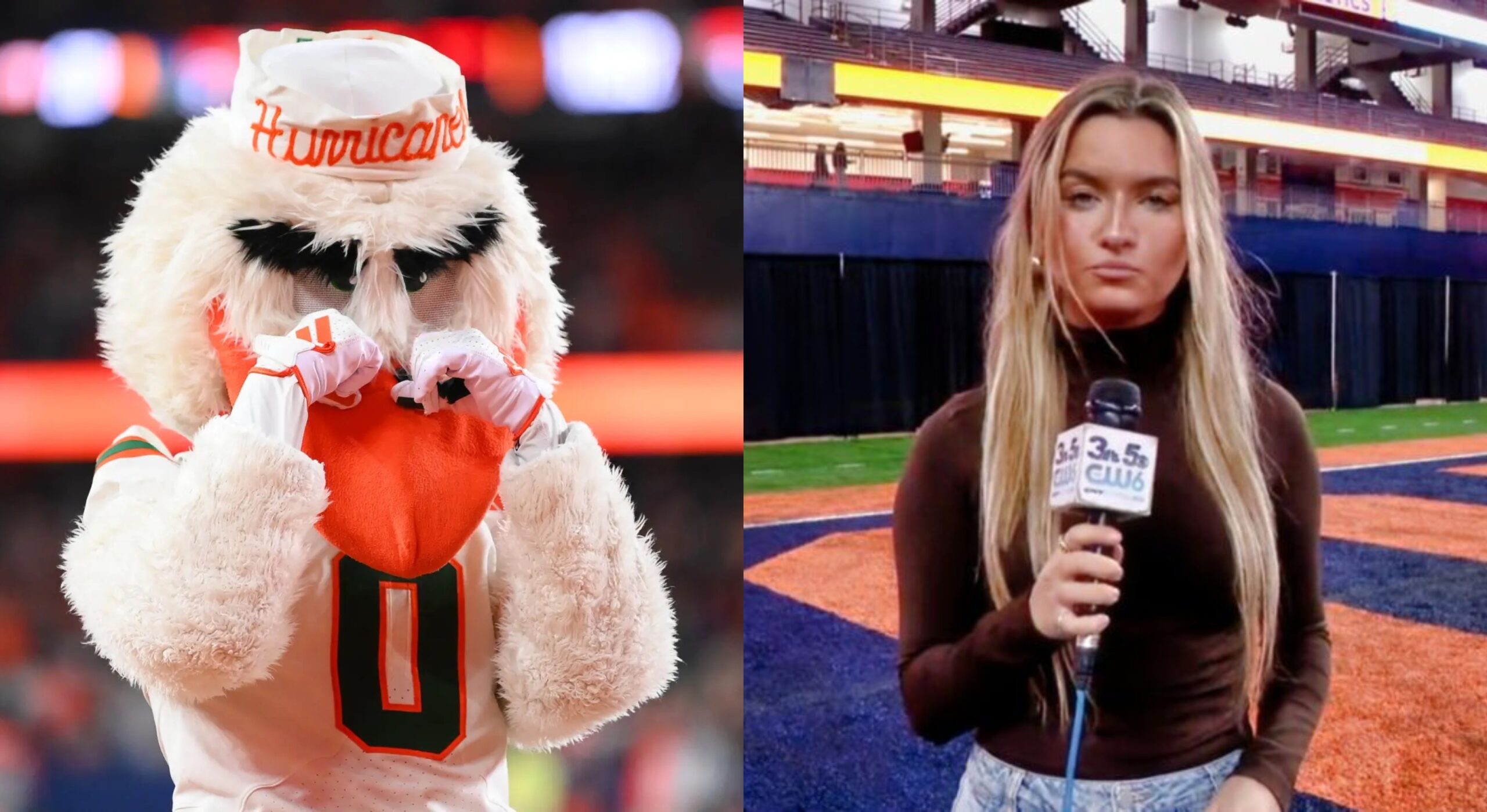 Syracuse Football Reporter Says The Miami Hurricanes Mascot Was Hitting ...