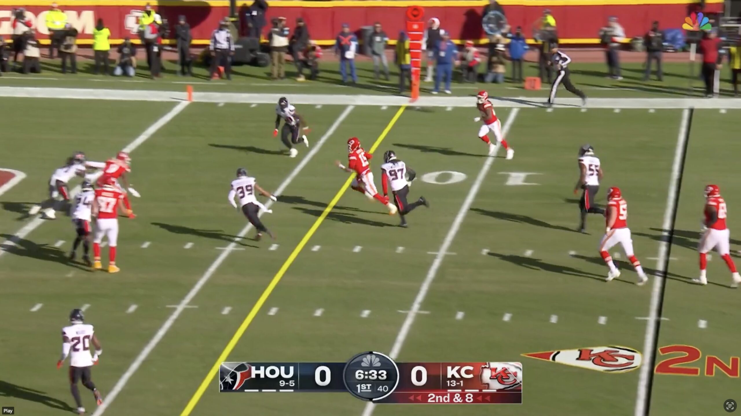 Patrick Mahomes Rushes For A Touchdown First Drive Of Game vs Texans ...