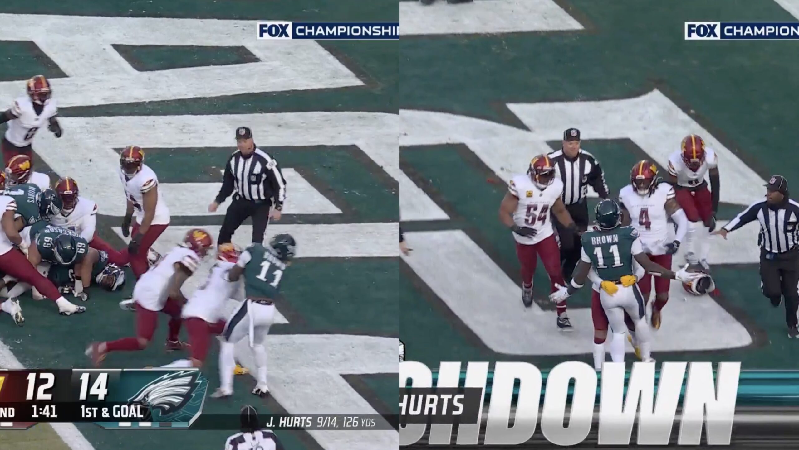 AJ Brown And Marshon Lattimore Get Into It After Eagles Score TD In NFC ...