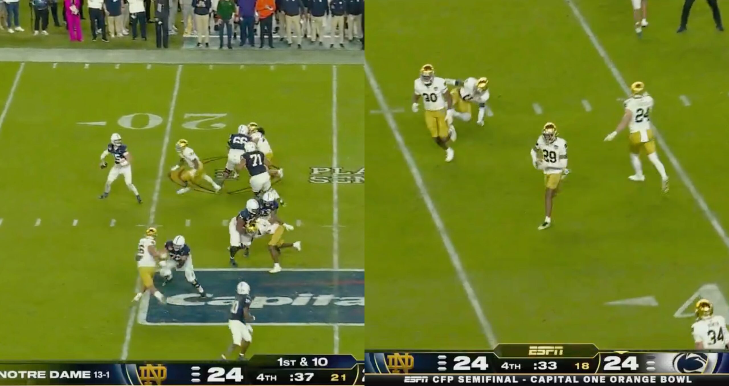 Penn State QB Drew Allar Throws Horrible Interception In Final Minute Of Orange Bowl vs Notre ...