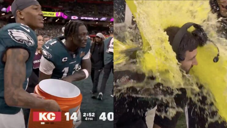 AJ Brown And DeVonta Smith Give Nick Sirianni A Gatorade Bath - Daily Snark