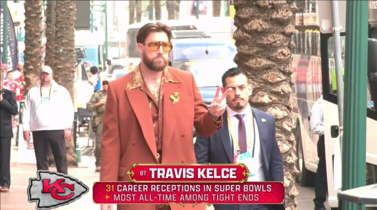 Travis Kelce Goes Viral For Wearing a Groovy Suit From The 1970s To ...