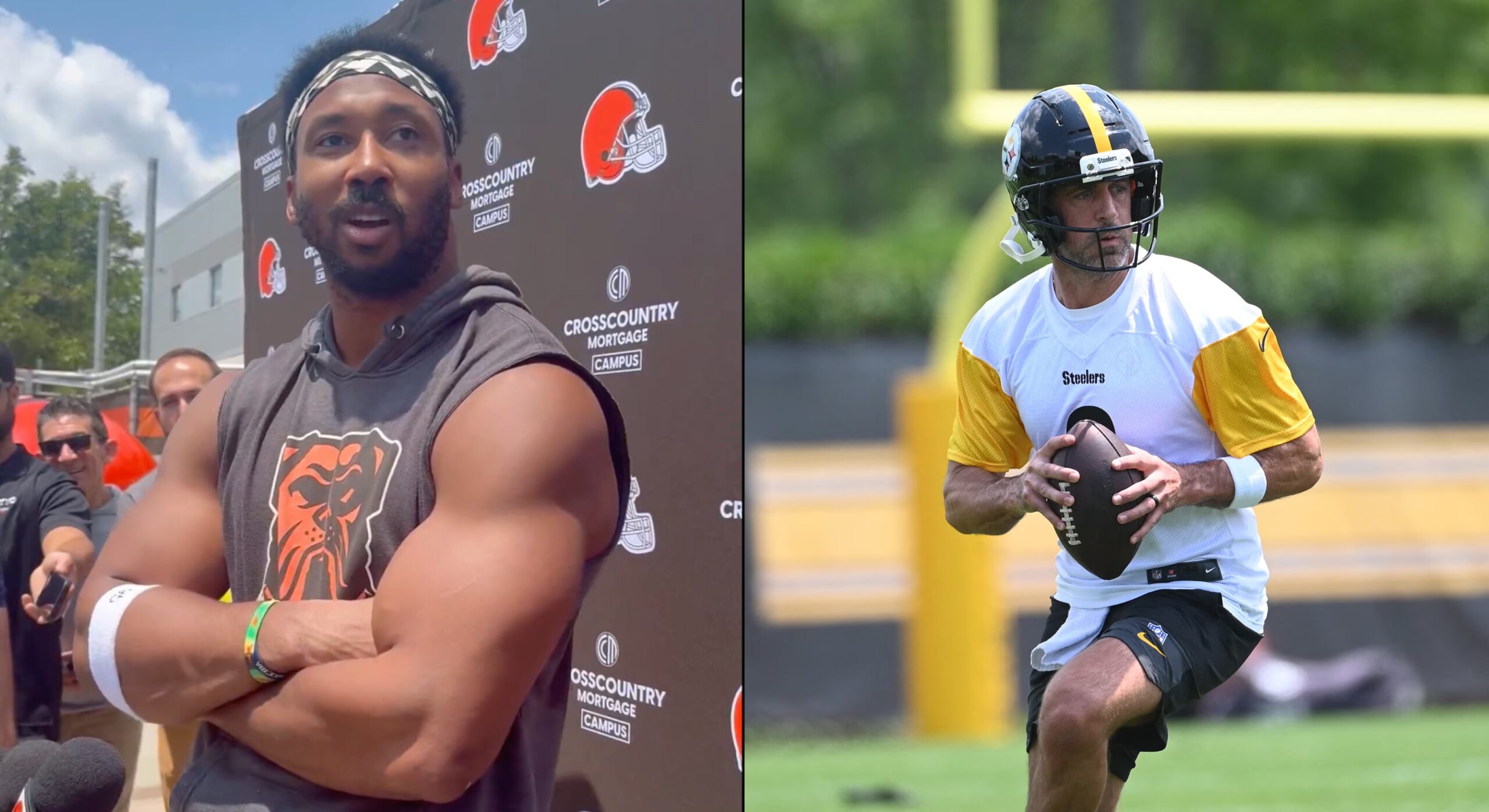 Myles Garrett On Aaron Rodgers Joining The Steelers: "Good Opportunity To Put Him In The ...