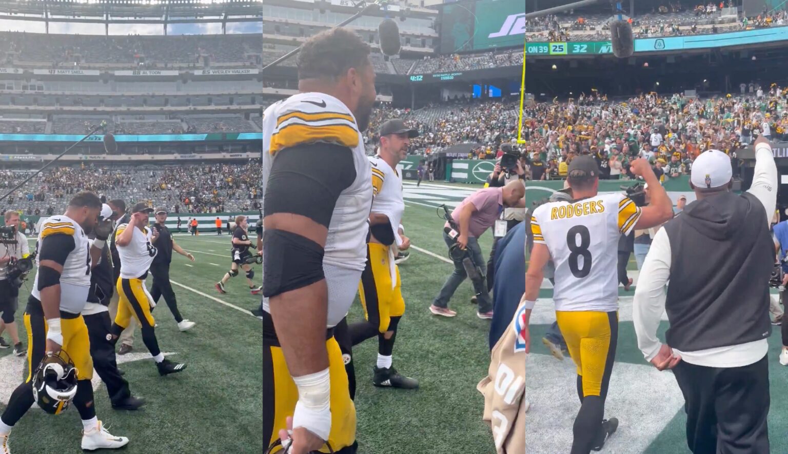 Aaron Rodgers Taunts Jets Fans As He Walks Off Field After Steelers Win ...