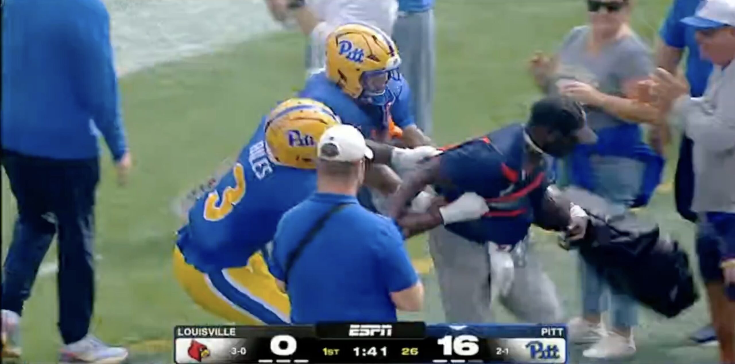 Louisville Ball Boy Gets Into Fight With Pitt Players To Get Pick-6 ...