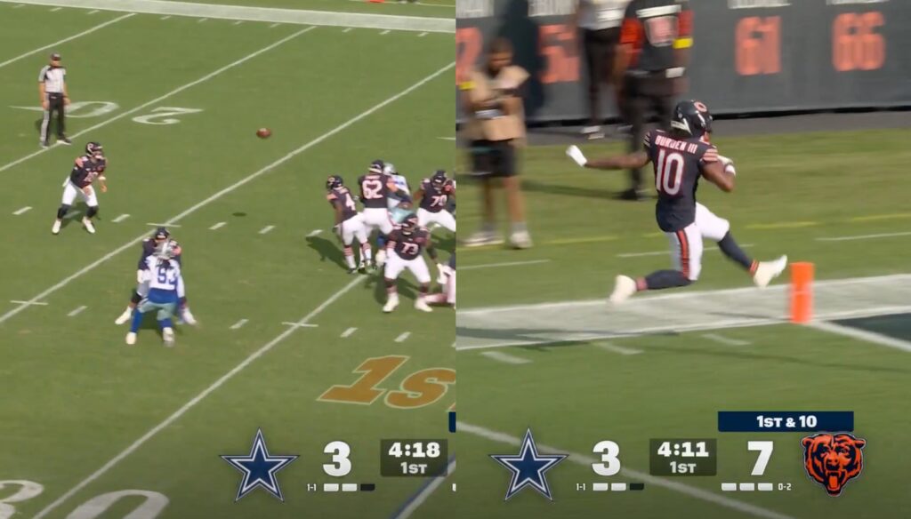 Bears Run A Sweet Flea Flicker With Caleb Williams Throwing A 65-Yard ...