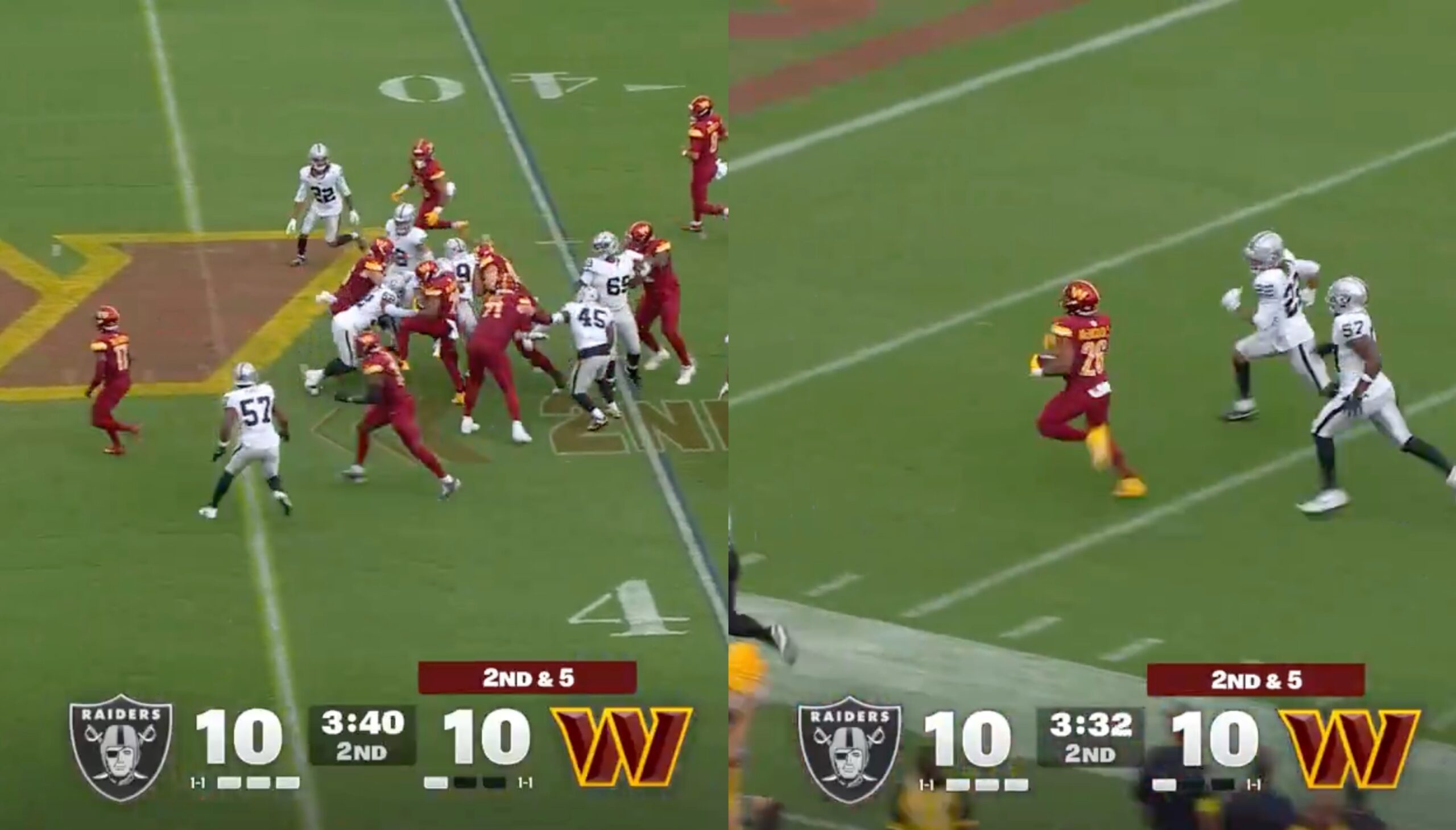 Commanders RB Jeremy McNichols Breaks Through Multiple Raiders ...