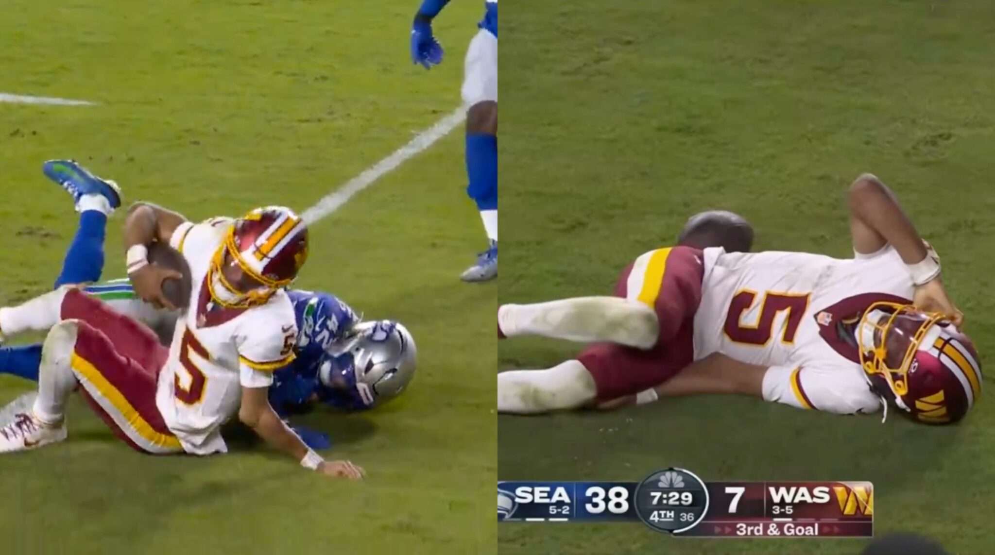 Commanders QB Jayden Daniels Suffers A Gruesome Arm Injury vs Seahawks ...
